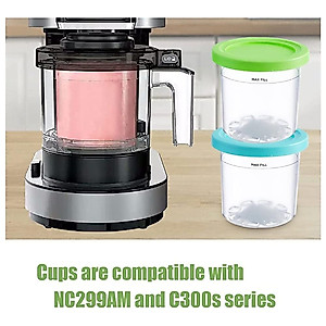 Seife 4Pcs Ice Cream Pints Cup for Ninja for NC299AM C300S Series Reusable Can Store Ice Cream Gelato