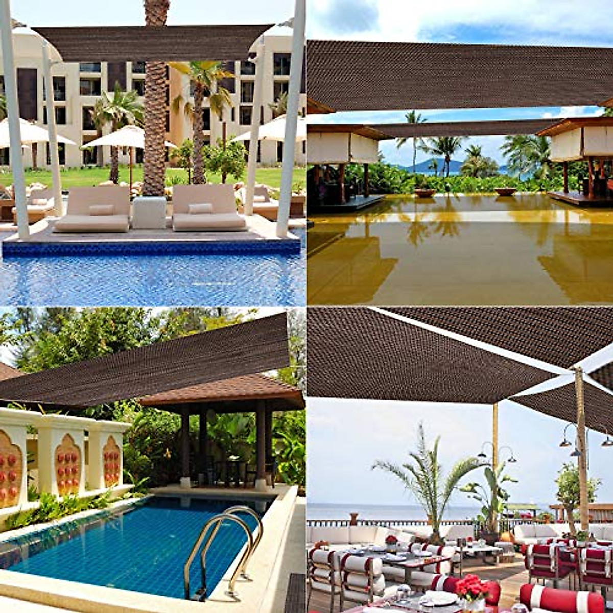 Eden's Decor 6' x 8' Brown Sun Shade Sail Outdoor Canopy Rectangular Awning Fabric Cloth Screen for Patio Garden Backyard Pergola Custom Size