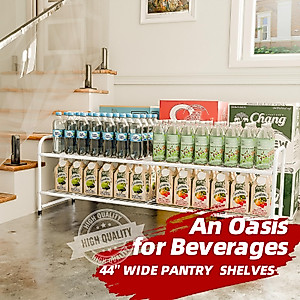 MWQ 2 Tier Metal Shoe Rack Organizer for Closet, 44" w Long Free Standing Shoe Storage Shelf for Entryway, Hallway, White