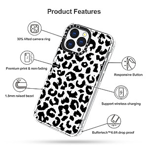 MOSNOVO for iPhone 13 Pro Case, [Buffertech 6.6 ft Drop Impact] [Anti Peel Off] Clear Shockproof TPU Protective Bumper Phone Cases Cover with Black Leopard Print Design for iPhone 13 Pro