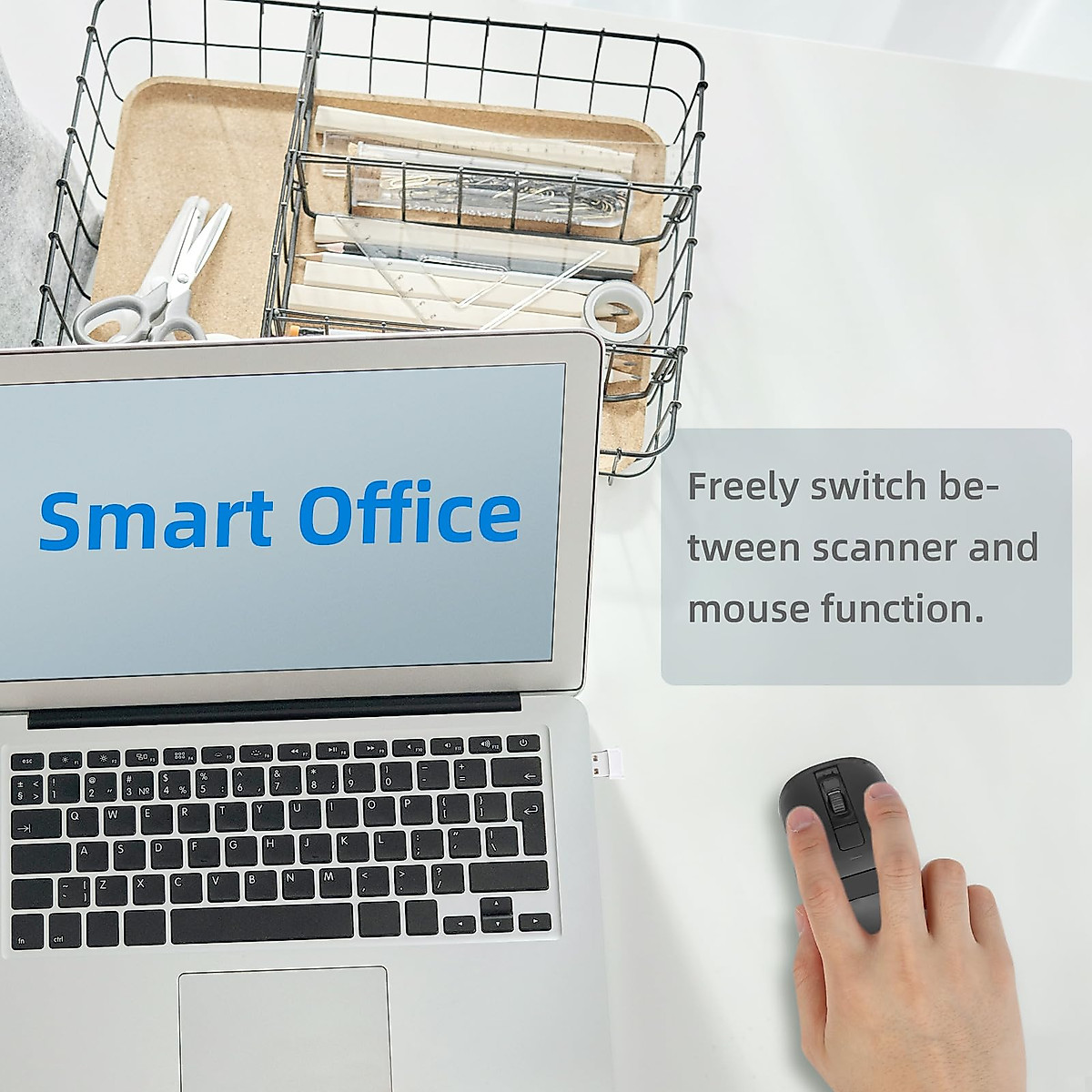 THARO New Wireless Mouse Barcode Scanner, 2-in-1 Design 2D Handheld Barcode Scanner with Wireless Mouse Functions for POS System,Store,Supermarket, Warehouse.(Black)