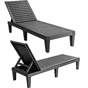 Giantex Set of 2 Outdoor Chaise Lounge Patio Recliner Chair with 5-Position Adjustable Backrest, Weather-Proof & Rust-Resistant Chaise Lounger for Patio, Beach, Balcony, Poolside