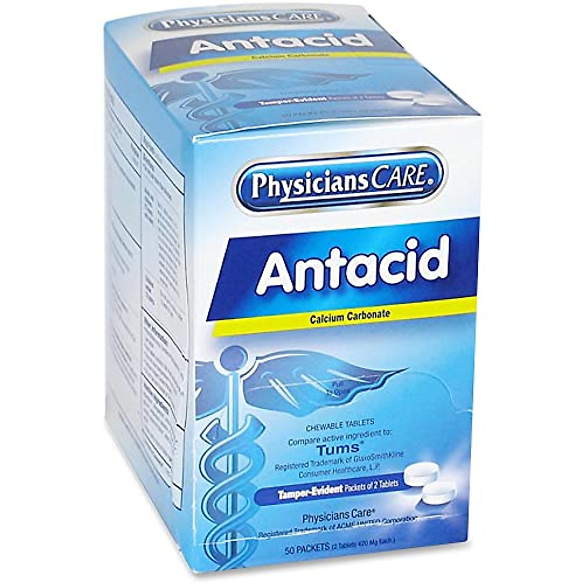 PhysiciansCare Antacid Heartburn Medication (Compare to Tums), 50 Doses of Two Tablets, 420 mg