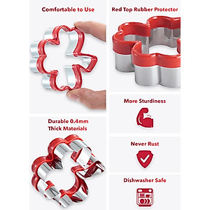 3 Pcs Clover Cookie Cutter Set 4.1" 3" 1.8", St. Patrick's Day Irish Shamrock Holiday Stainless Steel Cookie Cutter, Coated with Soft PVC for Protection