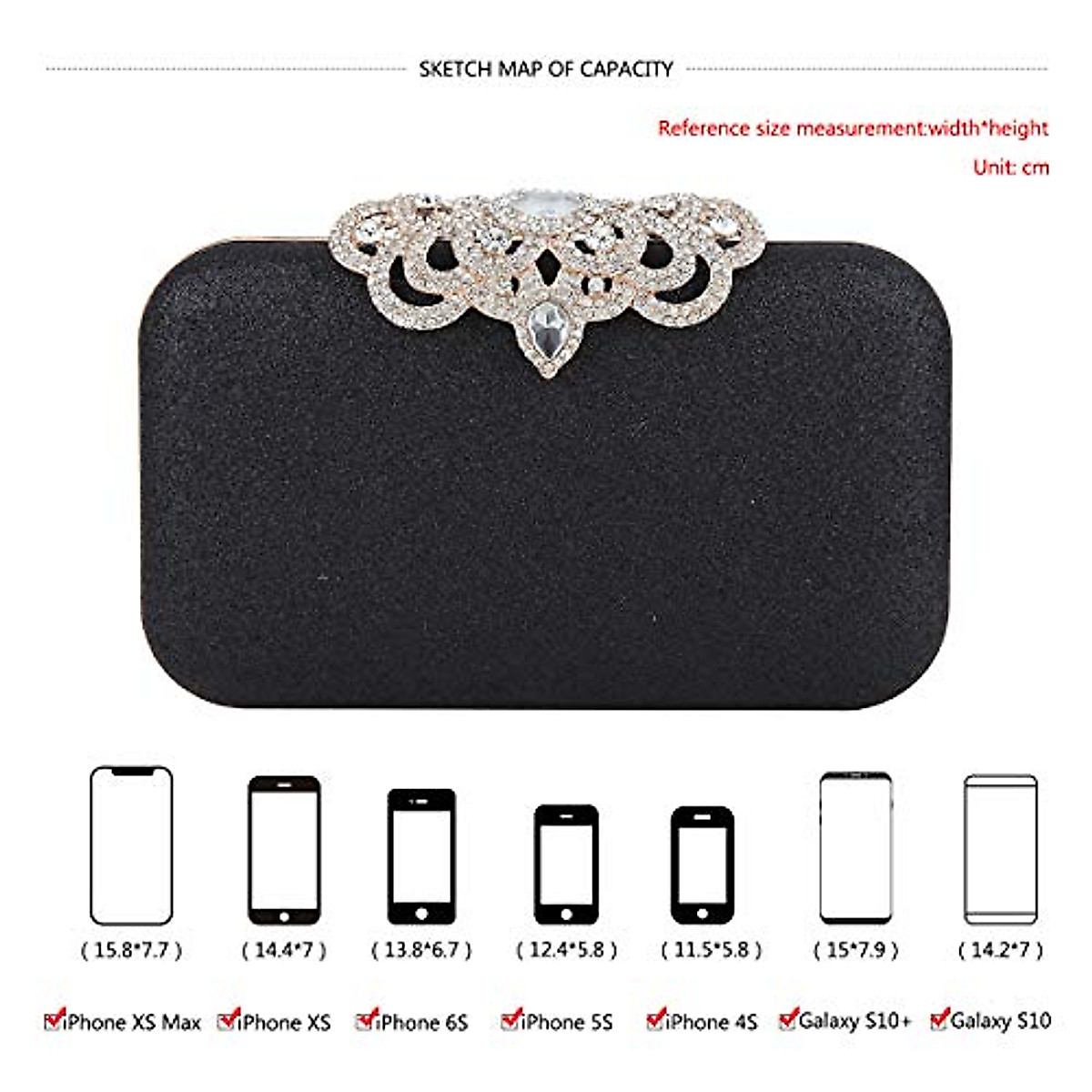 Fawziya Bling Clutch Crown Evening Clutches For Wedding And Party-Black