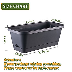 8-pack 15.6*7.5*5.9" Planter Boxes Outdoor Large,Window Box Planters Rectangle for Indoor Plants,Long Planter Box with Drainage Tray,Windowsill Herb Garden for Vegetables Succulents(Off-white)