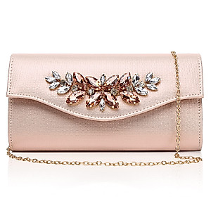 GESU Clutch Purses for Women Bling Rhinestone Evening Bag Wedding Formal Dress Purses Handbag,Gold.