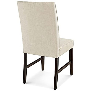 Modway Motivate Channel Tufted Upholstered Fabric Dining Side Chair, Set of 2, Beige