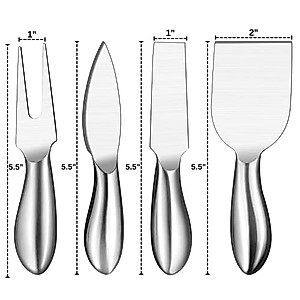 The Live Edge - 4 Piece Stainless Steel Cheese Knife Set for Charcuterie Board Serving Utensils | Cheese Board Knives and Forks Set For Cutting, Slicing & Spreading | Charcuterie Accessories Tools