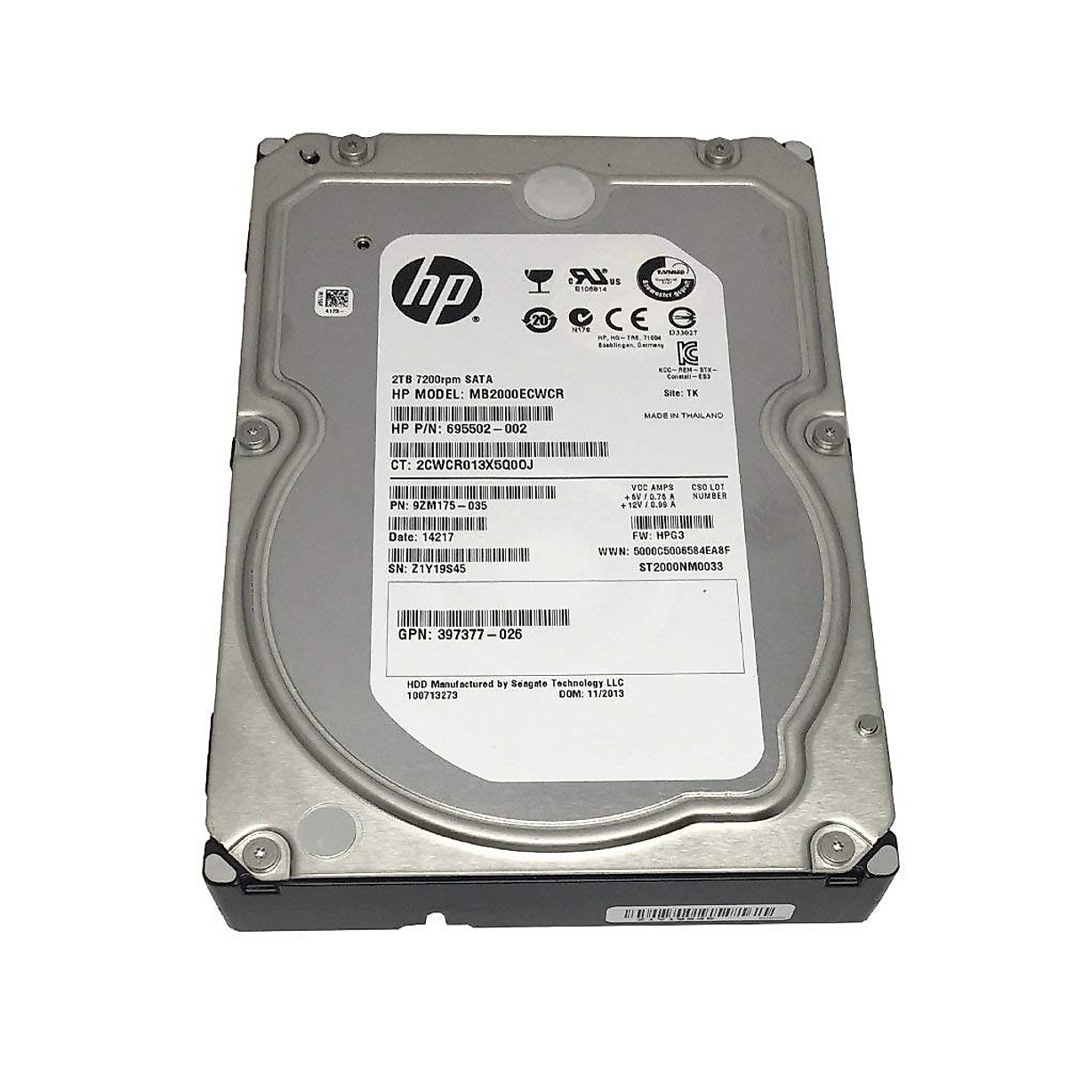 HP/Seagate Constellation ES ST2000NM0033 (MB2000EXWCR) 2TB 7200RPM 128MB Cache SATA 6.0Gb/s 3.5" Internal Enterprise Hard Drive OEM - w/1 Year Warranty (Renewed)