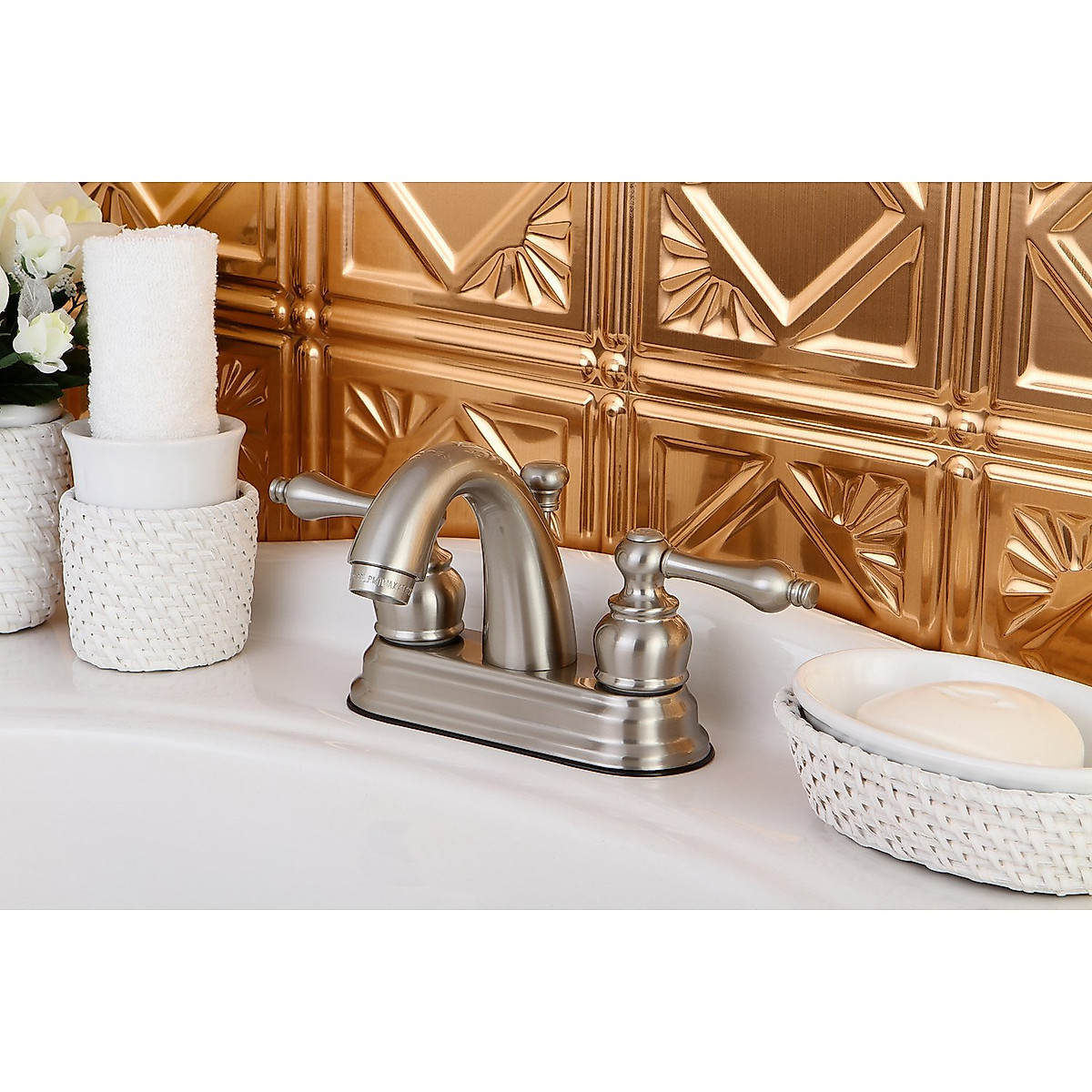 Elements of Design EB5618AL Chicago 4" Centerset Lavatory Faucet with Retail Pop-Up, 3-5/8" in Spout Reach, Brushed Nickel