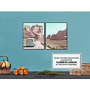 Desert Cactus Travel Photo Set - 8x10 Volkswagen Van Picture Posters - Gift for American West Photography Fans - Unframed Wall Art Prints