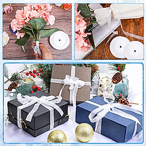 WILLBOND 98 Yards 5/8 Inch White Sheer Organza Ribbon for Gifts Wrapping Organza Satin Chiffon Ribbon for Wedding Bouquet, Decoration, Craft