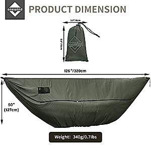 Onewind Premium Hammock Zipper Windsock for Zipper Netted Hammock, Hammock Winter Sock for Wind Blocker, Lightweight and Wind-Resistant Protector for Cold Weather, OD Green