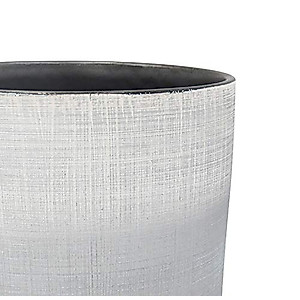 Amazon Brand - Rivet Rustic Stoneware Crosshatch Indoor Outdoor Flower Cylindrical Plant Pot, 7.9"H, Large Planter, Silver