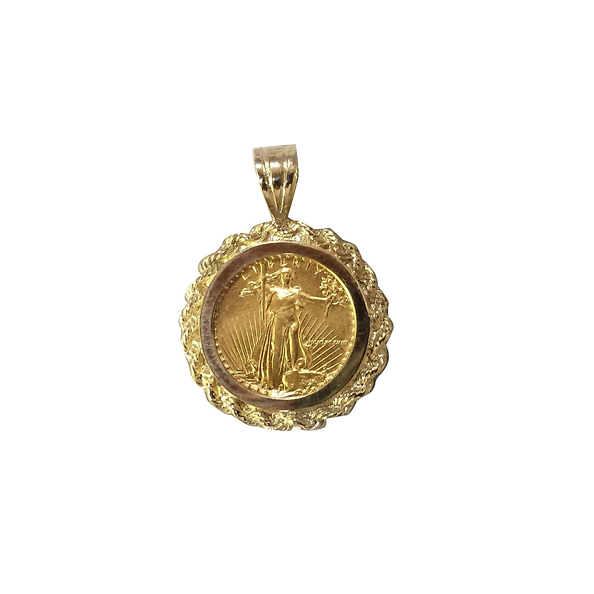 TEX 14k Tri-Color Gold Pendant, 1/10oz US Lady Liberty Coin, Approx 6.2g