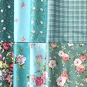 Mililanyo 8Pcs 18x22 inch Cotton Fabric Green Floral Rose Fat Quarters Fabric Pre-Cut Quilt Squares for Patchwork Quilting and DIY Sewing Projects