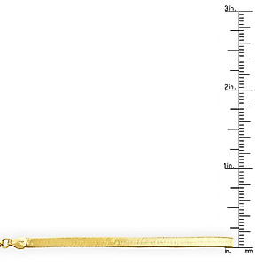IcedTime Solid 14K Yellow Gold Herringbone Chain 3mm Wide Necklace 18 inches Long with Lobster Clasp