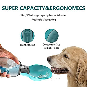 Portable Dog Water Bottle, 27OZ Dog Water Dispenser with Patented Leak-Proof Design for Dog Walking, Hiking and Traveling BPA-Free Materials (Green)