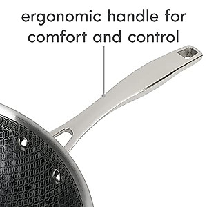 Kenmore Elite Luke Hybrid 12" Tri-Ply Stainless Steel PFOA Free Nonstick Wok W/Lid, Metal Utensil Safe