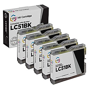 LD Compatible Ink Cartridge Replacement for Brother LC51BK (Black, 5-Pack)
