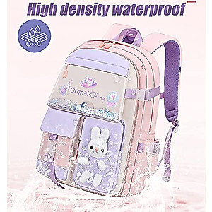 Bunny Backpack Kawaii Rabbit Backpack for Girls Cute Large Capacity Waterproof Bookbag for Grades 1-6 (Pink, Large（12.5*6.7*17.7inch）)