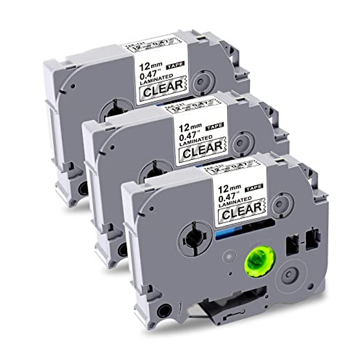 Compatible Clear Label Tape Replacement for Brother P-Touch Clear Label Tape TZe131 TZe-131, Laminated Tze Tape Black on Clear 12mm 0.47 for Ptouch PT-D210 PT-H110 Label Maker, 3 Pack