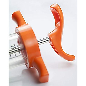 ARDES 20 ml Veterinary Syringe with Dose Nut. High Precision and Performance. Unbreakable Plastic Barrel. Luer Lock. Easy Disassembly for Cleaning. Ergonomic Design. Adjustable Dose., Clear / Orange