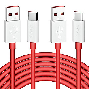 OnePlus 8 Pro Warp Charging Cable, Jelanry 6ft USB Type C Cable for OnePlus 6T Dash Charging Cable Rapid Data Syncing Rubber Coating Fast Charger Cable for OnePlus 11 10 Pro 8 7T 7 Pro 6T 5T Red 2Pack