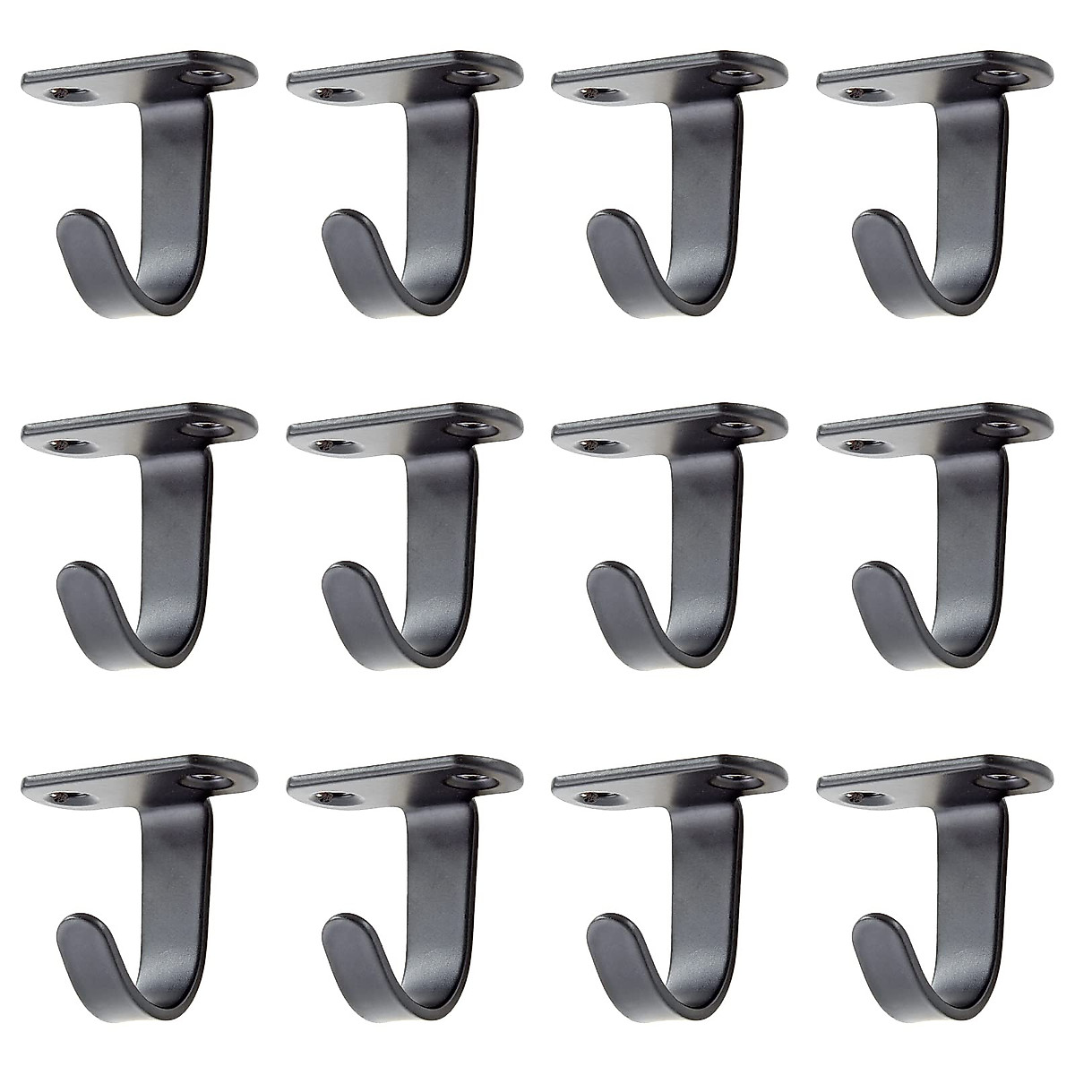 Unlorspy 12PCS Stainless Steel Under-Shelf Coat Hook with Screws Mount Ceiling Hooks Top Mount Hooks Towel/Robe Clothes Hook for Bathroom Kitchen Cabinet (Black)