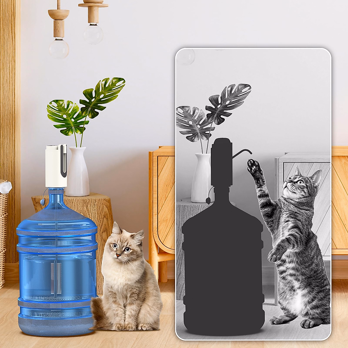 Generic 5 Gallon Water Bottle Pump, Universal for 2-5 Gallon Water Bottle Jug with 3 Modes, Foldable Water Outlet to Remain Clean, Rechargeable Automatic Drinking Water Bottle Dispenser, White, chou8