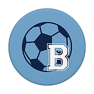 Letter B Soccer Baby Blue Monogram PopSockets PopGrip: Swappable Grip for Phones & Tablets