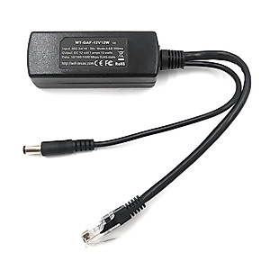 PoE Texas IEEE 802.3af 12v Splitter - Power Over Ethernet Single PoE Splitter 12v 12w Gigabit Data - Active Opto-Isolated Protection for 12 Volt DC Powered Devices, IP Camera, Foscam, Arduino