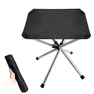 Camping Stool,Portable Chair 12.6 inch Large-Size Lightweight Camping Stool, Stainless Steel Outdoor Foldable Chair for Camping, Travel, Hiking, BBQ, Fishing, Garden, Beach(Black Large)