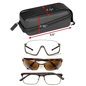 USA Gear Glasses Case Semi Hard Shell - Sunglasses Case/Safety Glasses Case Compatible with Sunglasses, Safety Glasses and More - Rugged Hard Glasses Case with Belt Loop and Carabiner - Black