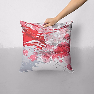 iiRov Abstract Red, Pink and White Paint Splatter - Custom Decorative Home Decor Indoor or Outdoor Throw Pillow Cover Plus Cushion Set for Sofa, Bed or Couch (Pillow CASE Cover Plus Cushion)