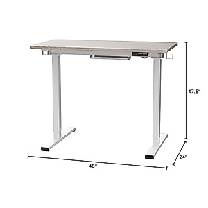 FLEXISPOT Standing Desk Quick Assembly Electric Adjustable with 48 x 24 Inches Whole-Piece Desktop Ergonomic Memory Controller Stand Up Desk(White Frame + 48" Grey Wood Grain)