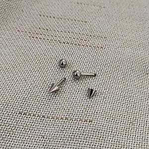 Minimalist Spike Stud Earrings for Women Men Stainless Steel Cool Tiny Cartilage Helix Tragus 16g Screw Back Piercing Studs Hypoallergenic Sensitive Ears Birthday Jewelry Gifts Bff (Silver)