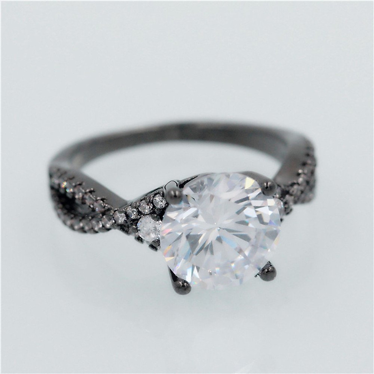 Uloveido Fashion Black Mystic Created Diamond Engagement Wedding Eangagement Promise Stackable Rings Set for Her Anniversary Size 8 Y171