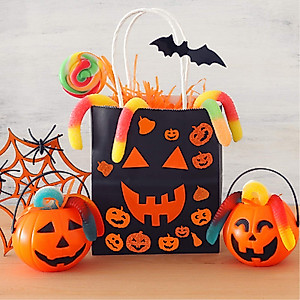 512 Pcs Bulk Foam Halloween Pumpkin Shapes Jack-O'-Lantern Cutouts Stickers Self Adhesive Pumpkin Stickers 1" 1.5" 2" Embellishments for Kids Art Craft Trick-or-treat Favors Halloween Fall Decoration