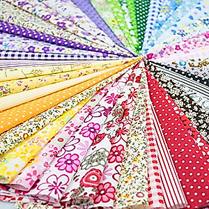 Foraineam 50 Pieces Assorted Cotton Craft Fabric Bundle 8" x 8" (20cm x 20cm) Printed Patchwork Squares for DIY Sewing Quilting Scrapbooking