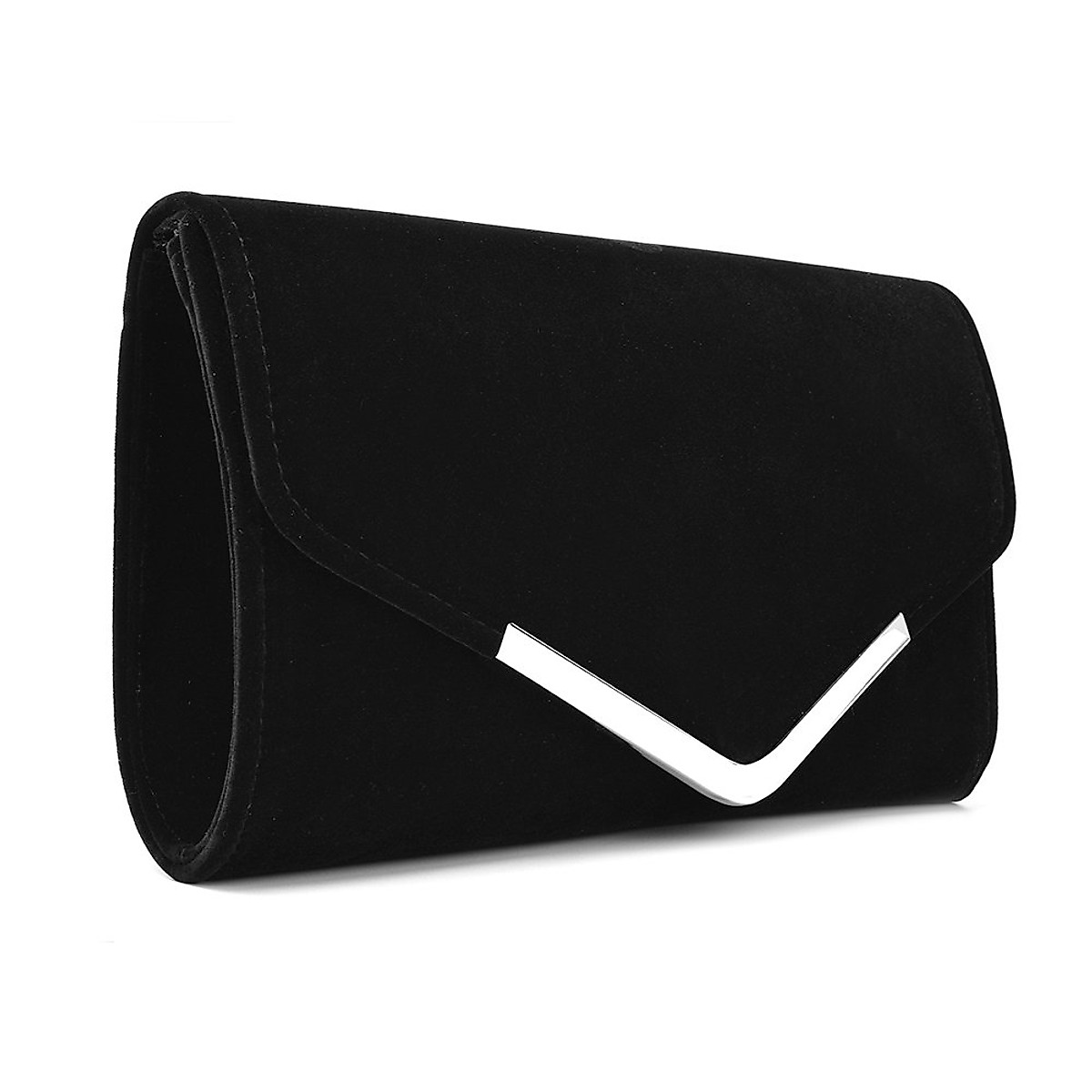 U-Story Womens Velvet Bridal Clutch Evening Prom Wedding Shoulder Chain Bag Handbag (Black)