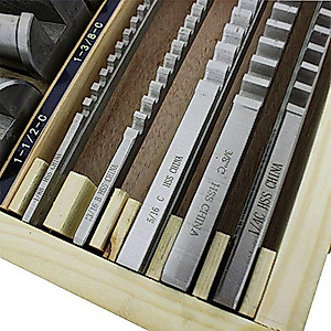 Keyway Broach Sets 30Pcs HSS Inch Industrial Tools for Lathe, B -1/8", B - 3/16", C - 1/4", C - 3/8", C - 5/16" Teeth Keyway Size