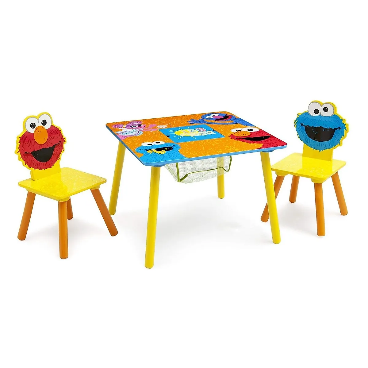 Delta Children Sesame Street Wood Kids Table and Chairs Set with Storage