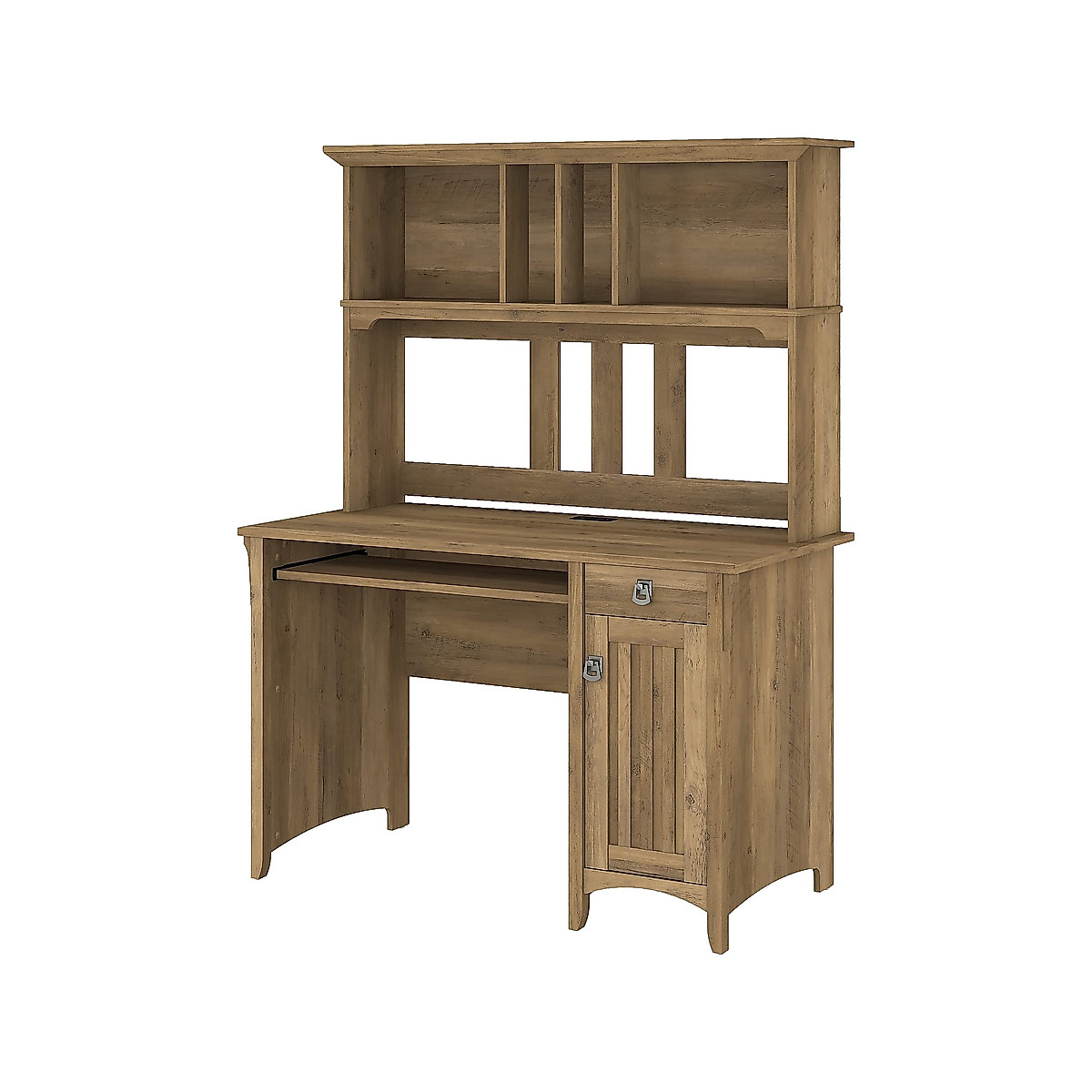 Bush Furniture Salinas Computer Desk with Hutch | Study Table with Drawers, Cabinets & Pullout Keyboard/Laptop Tray | Modern Home Office Desk in Reclaimed Pine | Work Desk with Storage