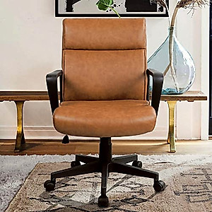 Arts wish Desk Chair Brown Leather Office Chair Home Office Desk Chair with Wheels, Executive Office Chair Ergonomic Desk Chair, Brown