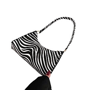 WDIRARA Women's Zebra Print Shoulder Bag Purse Small Zipper Handbag Black and White