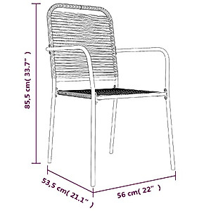 WHOPBXGAD 5 Piece Patio Dining Set Lawn Furniture,Patio Furniture Sets,Patio furnitureSui for patios, Gardens, lawns, Balconies, Poolside,Black Cotton Rope and Steel