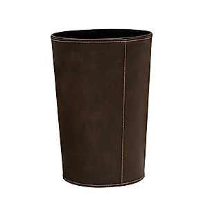 LEGU Trash cans Classic Leather Trash Can Without Lid Round Storage Bin, Recycle Dustbin for Kitchen, Office and High Class Hotel 10L/2. 6 Gallon Garbage Cans (Color : Brown)