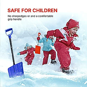 Kids' Snow Shovel – Steel Shaft with Ergonomic Handle – Snow Shovel for Kids Blue – Works Great for The Car as an Emergency Shovel for Home Garage & Garden